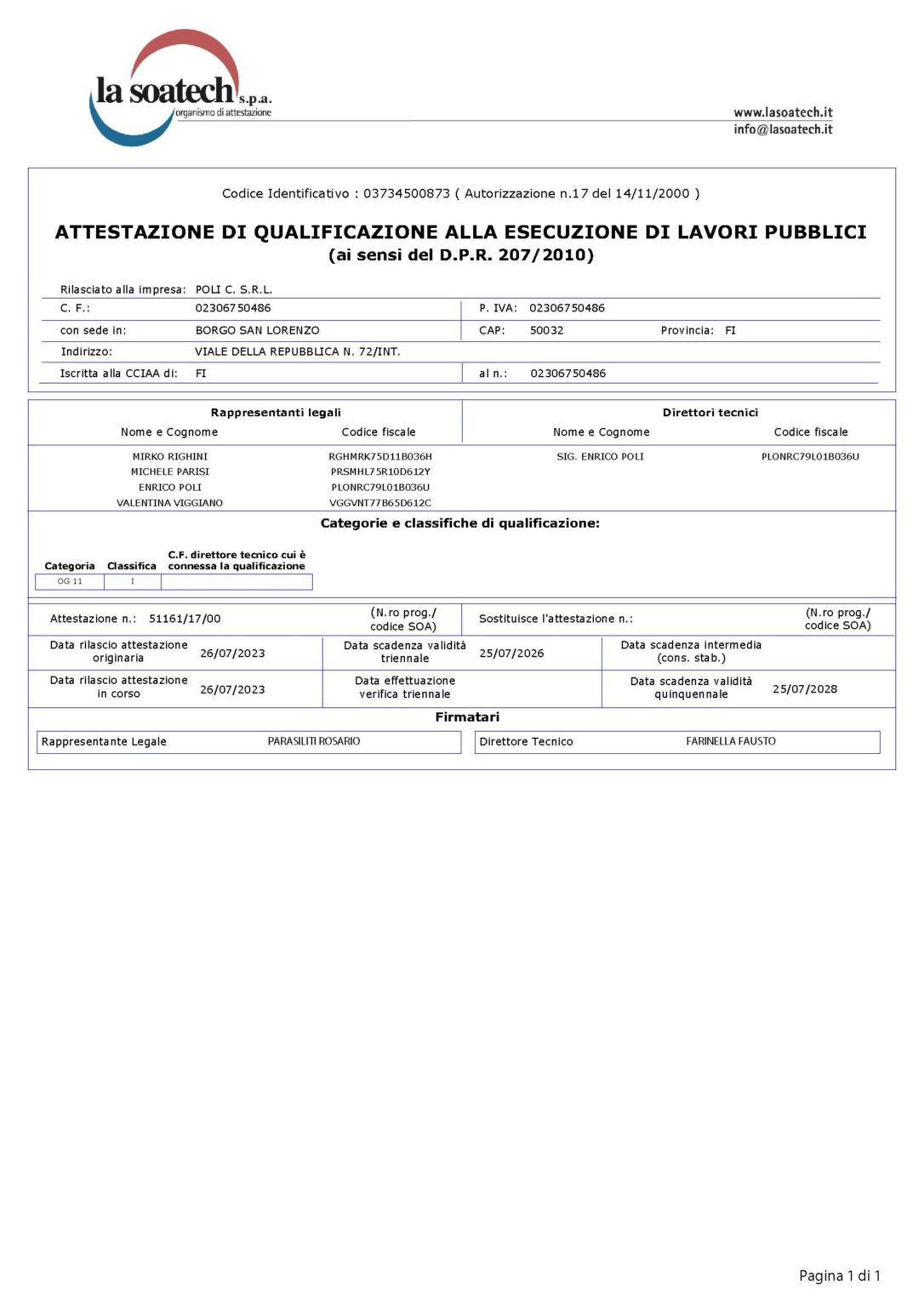 Il Gruppo Poli Ottiene la Certificazione SOA! - Poli C. Impianti